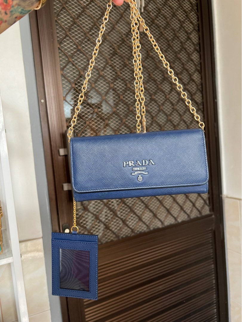 Authentic prada saffiano long wallet with card holder, Luxury, Bags ...