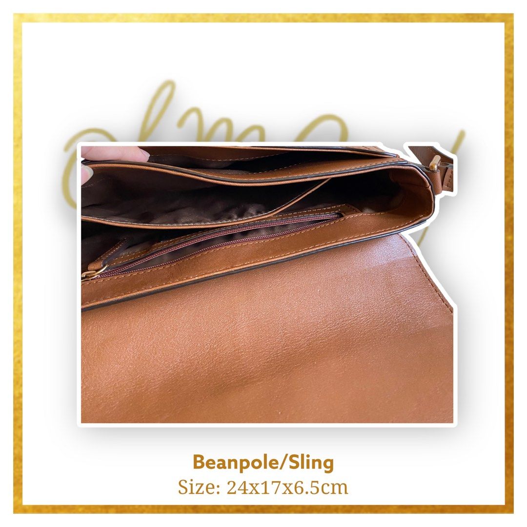 Beanpole genuine leather sling crossbody bag, Women's Fashion, Bags ...