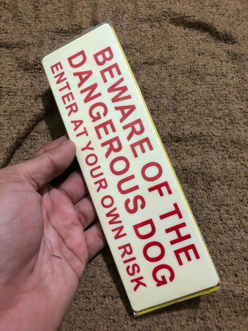 Beware of dog acrylic sticker sign, Hobbies & Toys, Stationary & Craft ...