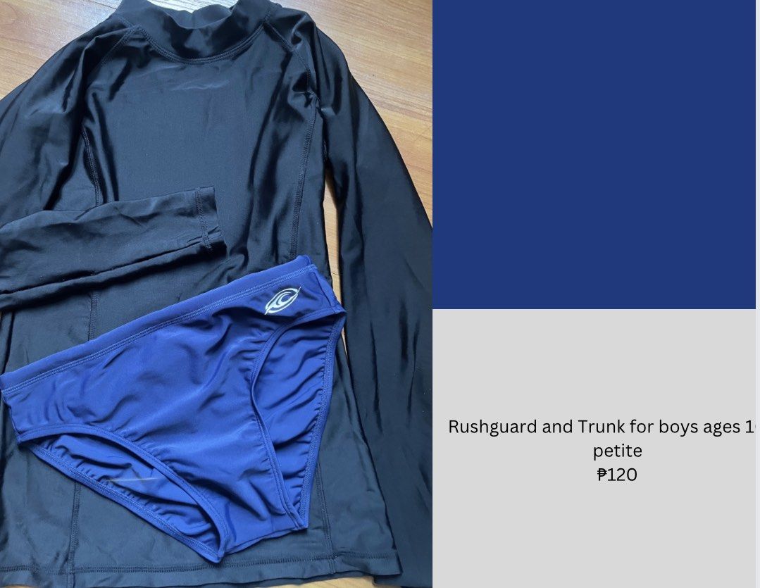 Black Rashguard and blue trunk, Men's Fashion, Tops & Sets, Swim Top ...
