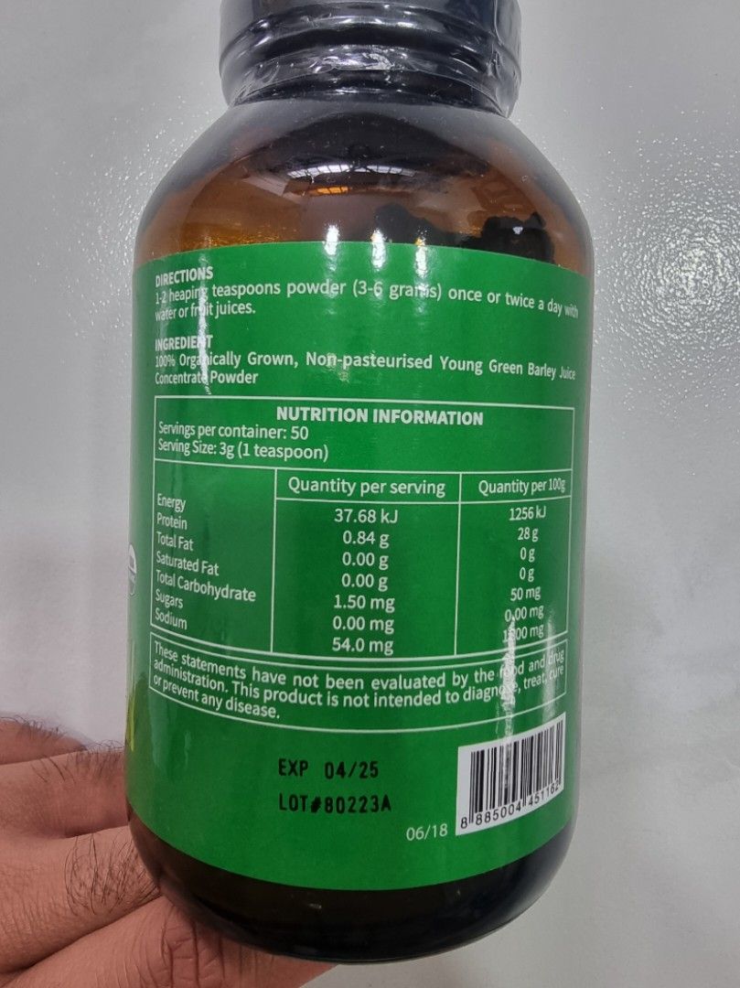 BNIB Green Barley Juice Concentrate [Powder Form], Health & Nutrition ...