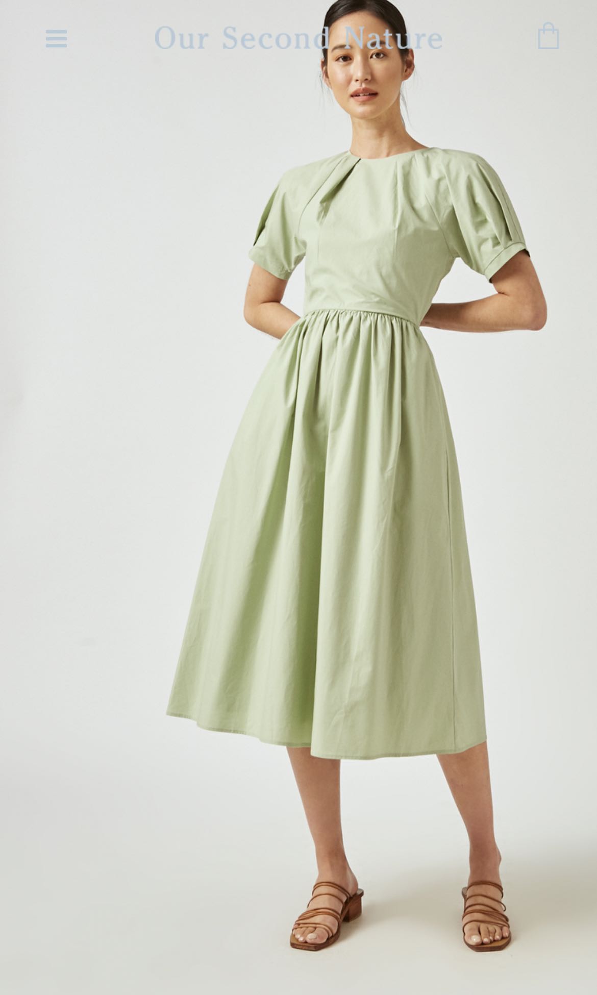 BNWT Our Second Nature (OSN) Gathered Green Midi Dress, Women's Fashion ...