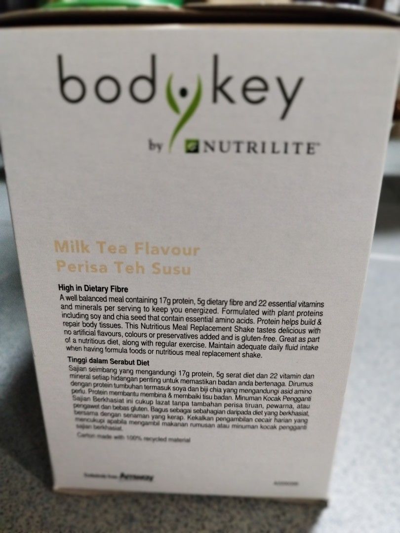 BodyKey Meal Replacement Shake Milk Tea, Health & Nutrition, Health ...