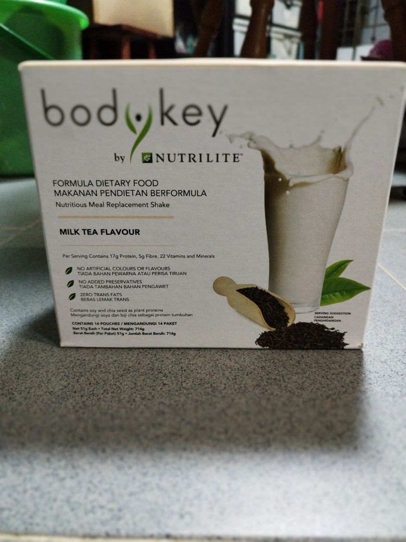 BodyKey Meal Replacement Shake Milk Tea, Health & Nutrition, Health ...