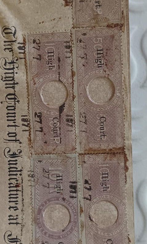 British India 1871 HIGH COURT Paper , with High value QUEEN VICTORIA ...