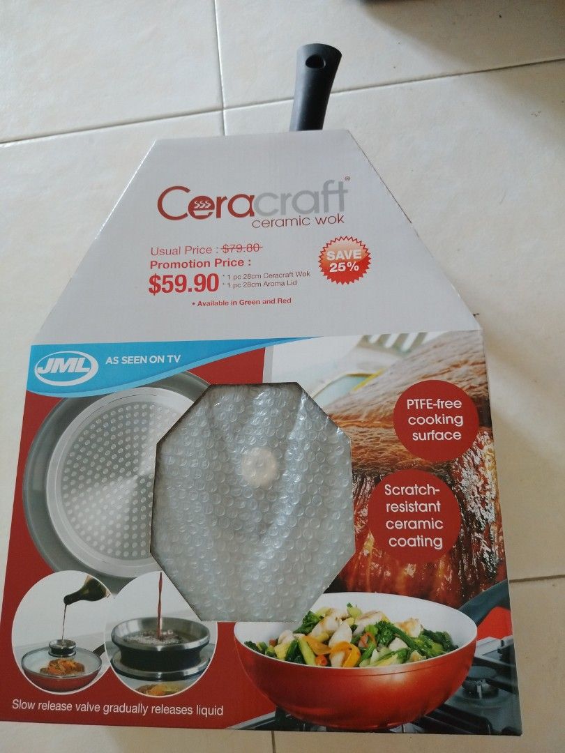 Ceracraft ceramic wok 28cm with lid, Furniture & Home Living ...