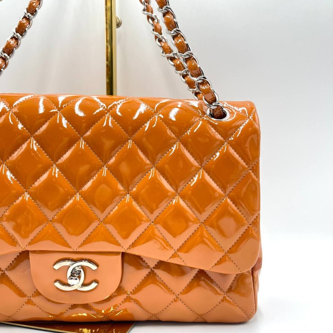 Chanel Classic Jumbo Orange with Silver Hardware Handbag (30cm), Luxury ...