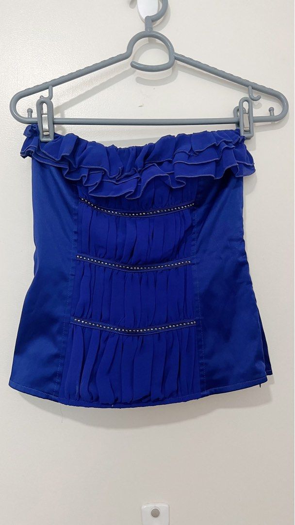 Chic Blue Tube Top, Women's Fashion, Tops, Other Tops on Carousell