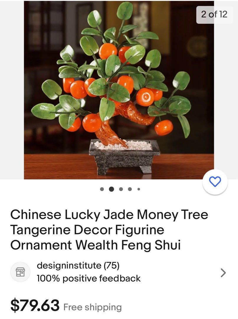 Chinese Lucky Jade Money Tree Tangerine Decor Figurine Ornament Wealth ...