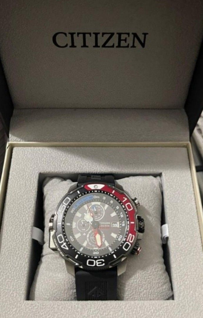 Citizen Promaster Aqualand (Red & Black Rim), Luxury, Watches on Carousell