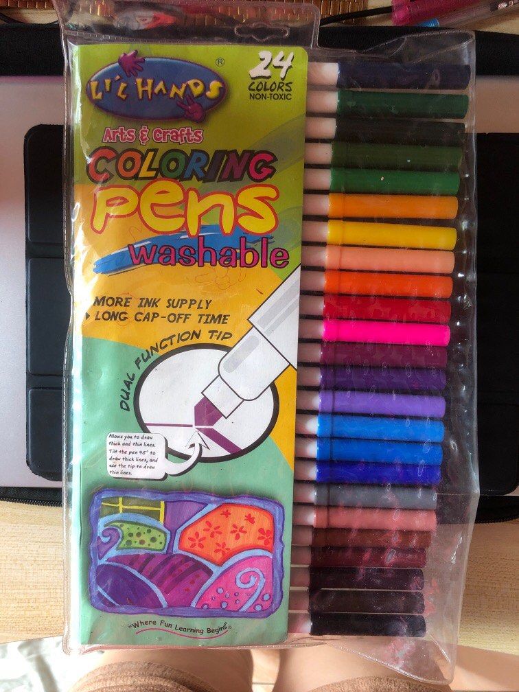 Coloring pens washable (24 colors), Hobbies & Toys, Stationary & Craft ...