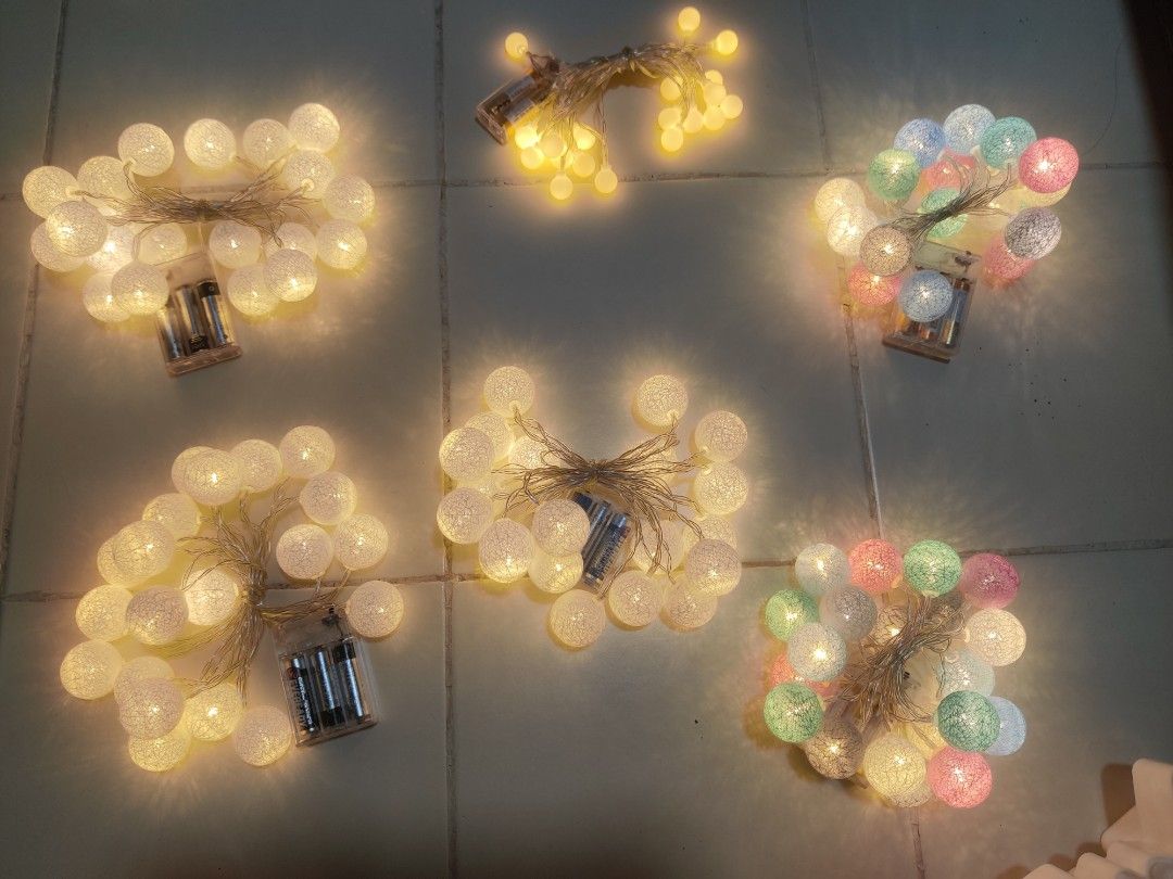 Cotton LED Light Balls, Furniture & Home Living, Lighting & Fans ...