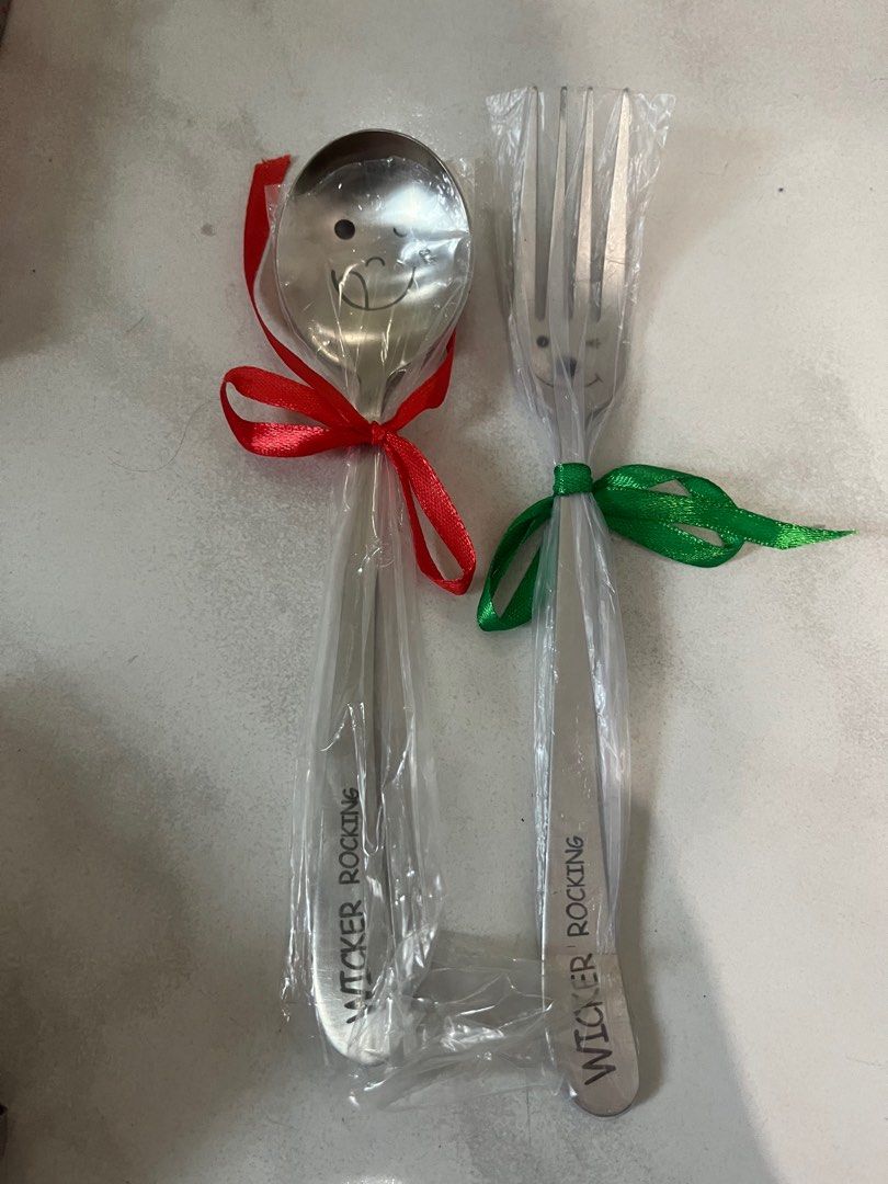 Cute Fork & Spoon smiley face set, Furniture & Home Living, Kitchenware ...