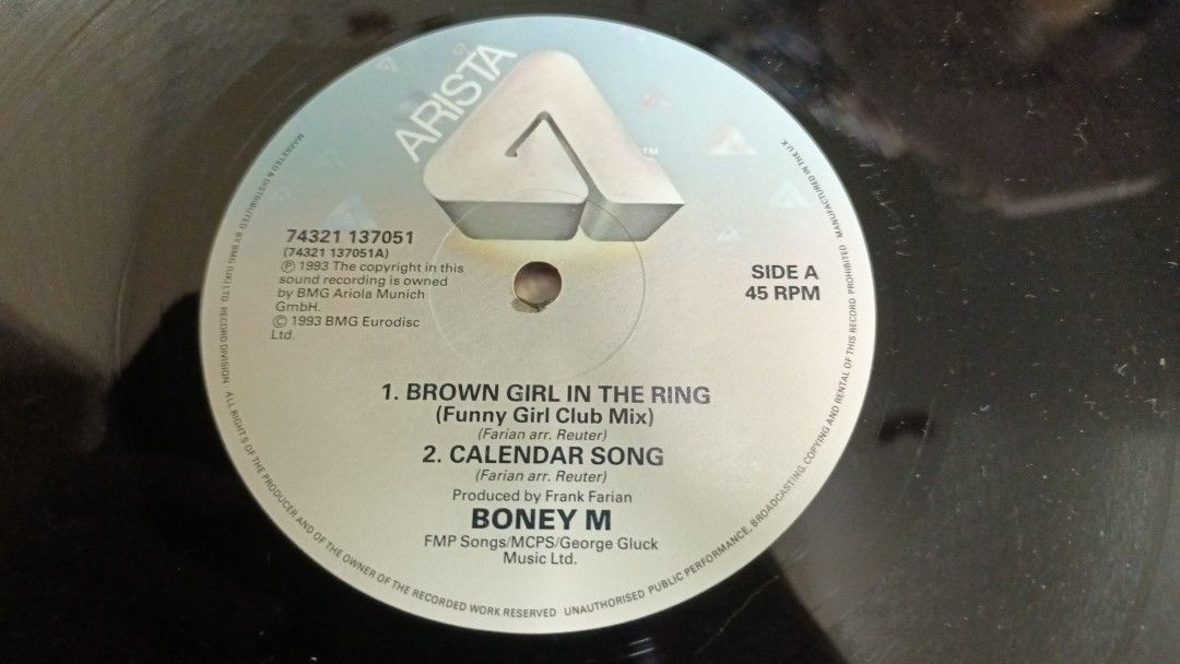 外語系列 DISCO名曲 uk版 BONEY M. BROWN GIRL IN THE RING REMIX 93 舊版 黑膠 12" LP, 興趣及遊戲, 音樂、樂器 & 配件, 音樂與媒體 ...