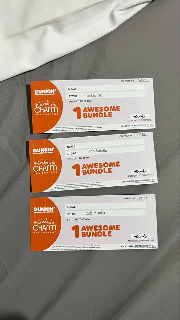 Dunkin Donuts 3 Awesome Bundle Sets Voucher, Tickets & Vouchers, Store ...
