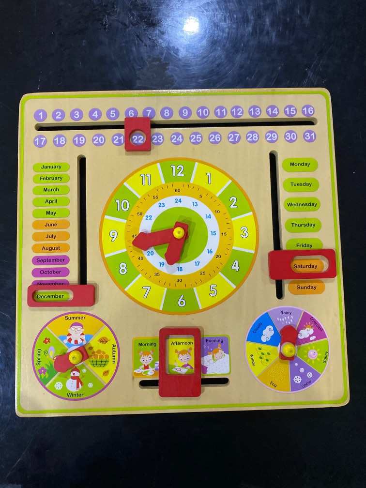 Education Wooden Toy Date / Time / Date / Weather, Babies & Kids ...