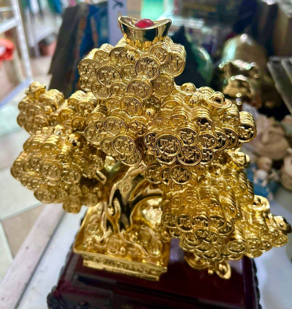 Feng Shui Gold Tree Statue Golden Money Coin Tree of Wealth And ...