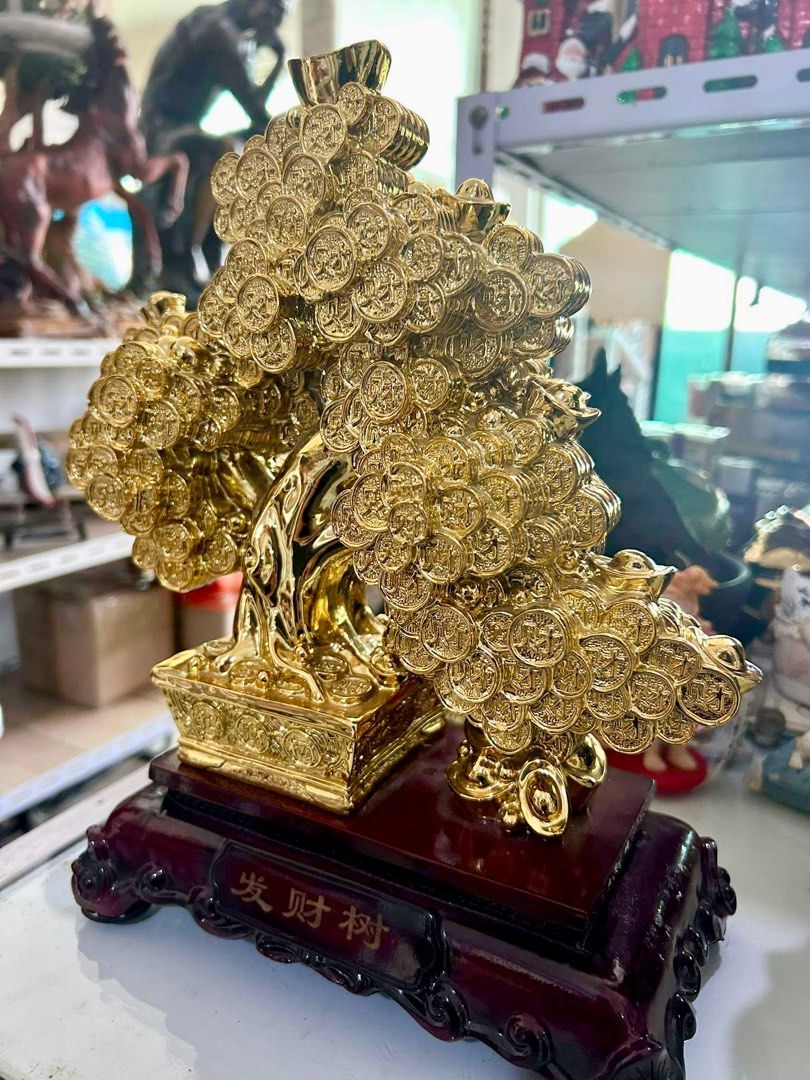 Feng Shui Gold Tree Statue Golden Money Coin Tree of Wealth And ...