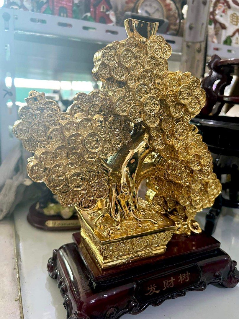 Feng Shui Gold Tree Statue Golden Money Coin Tree of Wealth And ...