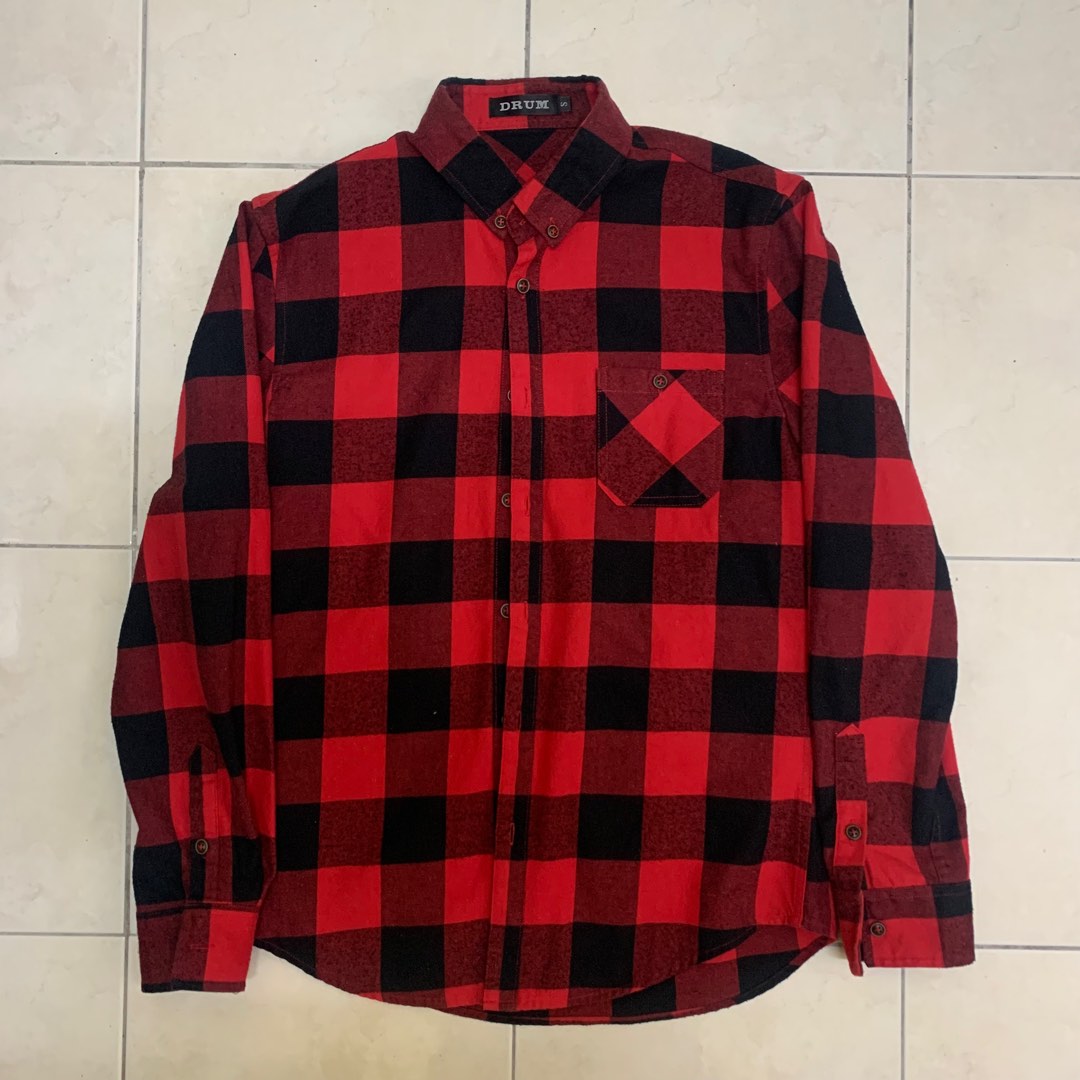 Flannel Red Black Box Stripes, Men's Fashion, Coats, Jackets and ...