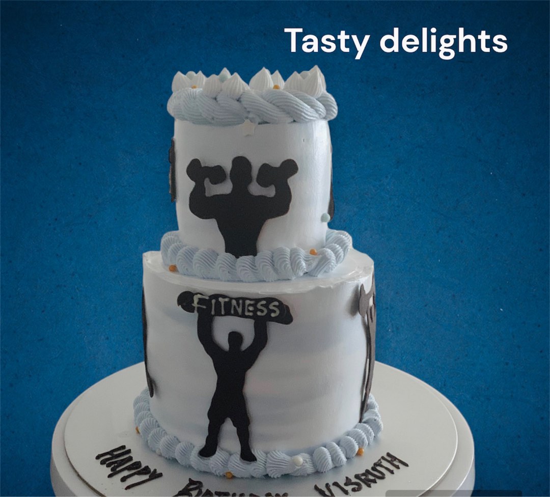 Gym Cake,Tier cake,Mini Two Tier Cakes,Eggless Gym Cake,Workout Cake ...