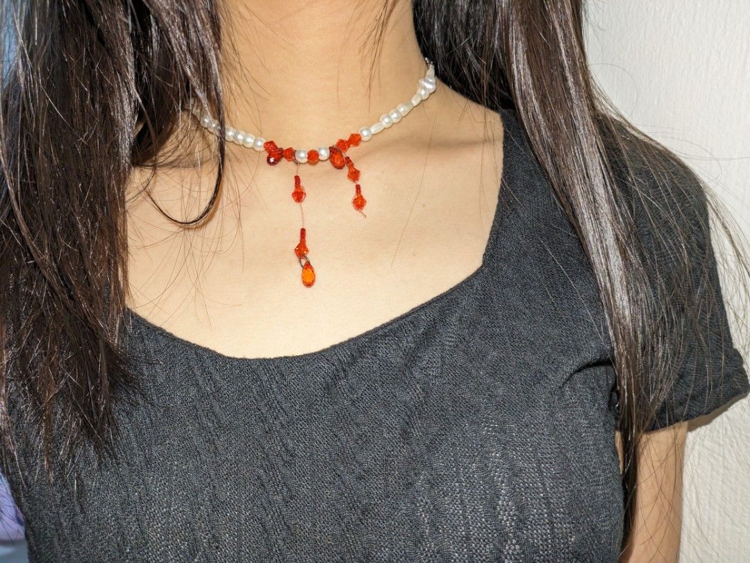 Handmade blood necklace y2k grunge dark academia, Women's Fashion ...