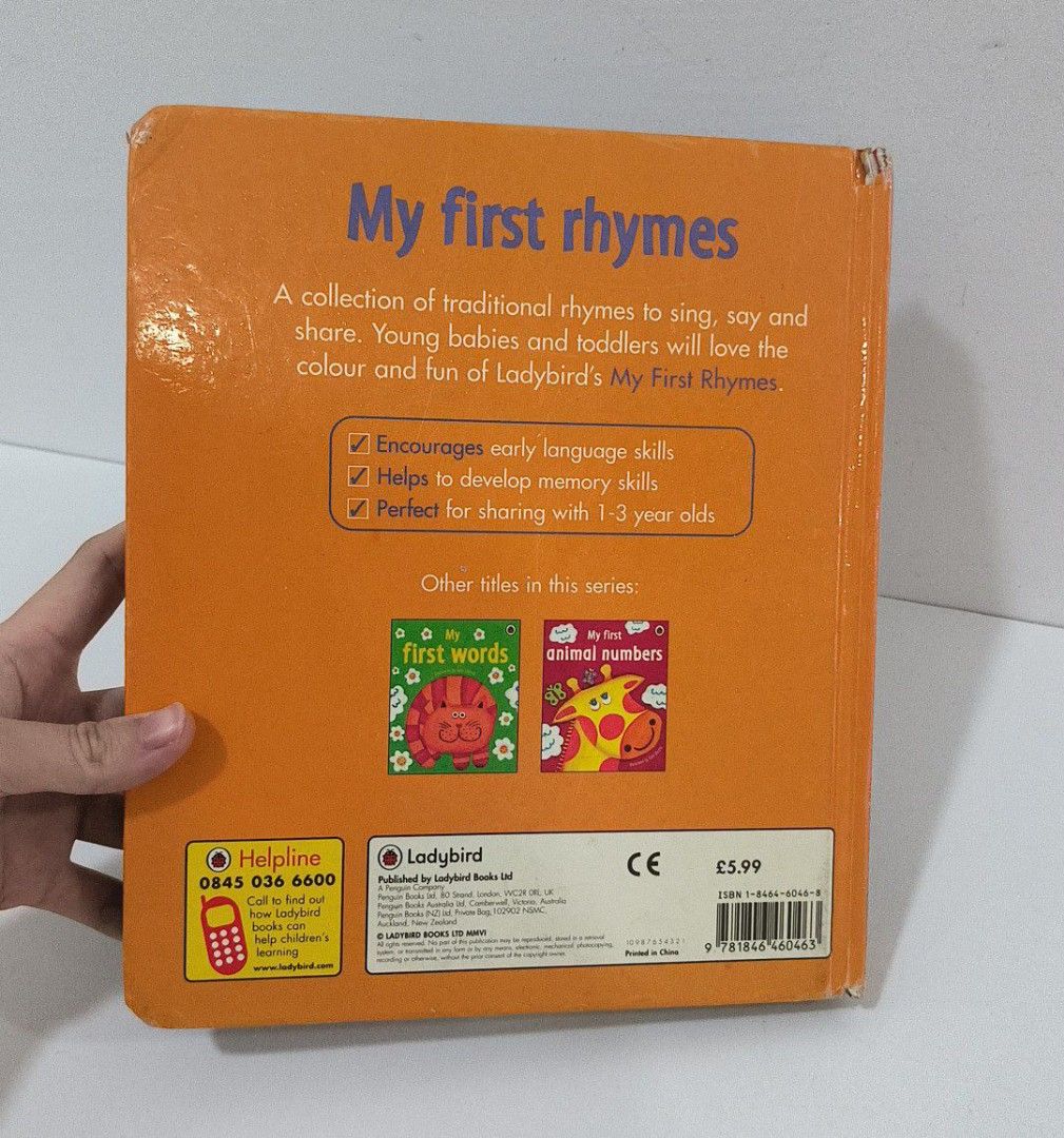 Hardbook My first Rhymes Colorful large print Rm8, Hobbies & Toys ...