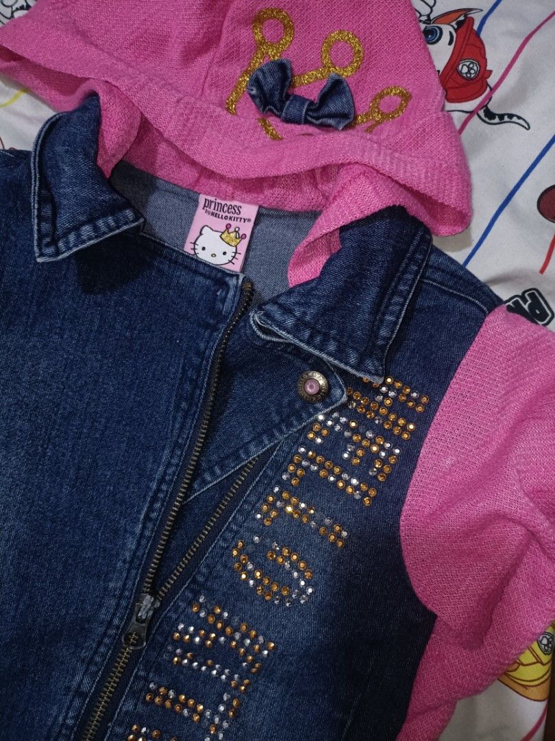 HELLO KITTY DENIM JACKET, Babies & Kids, Babies & Kids Fashion on Carousell
