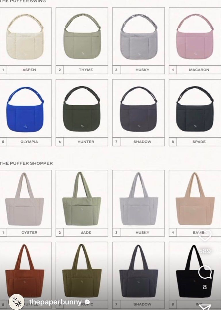 [HTB] The paper bunny puffer swing/shopper/mini swing, Women's Fashion ...