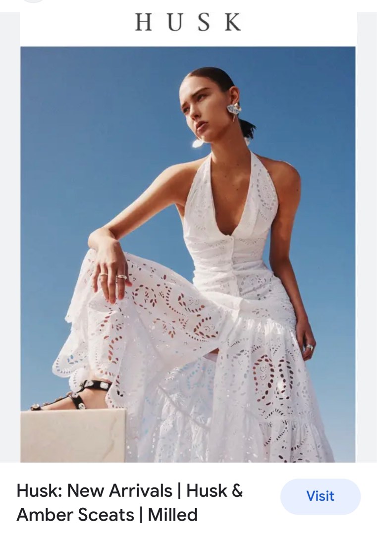 Brand new Husk Australia white cotton halter maxi dress, Women's ...