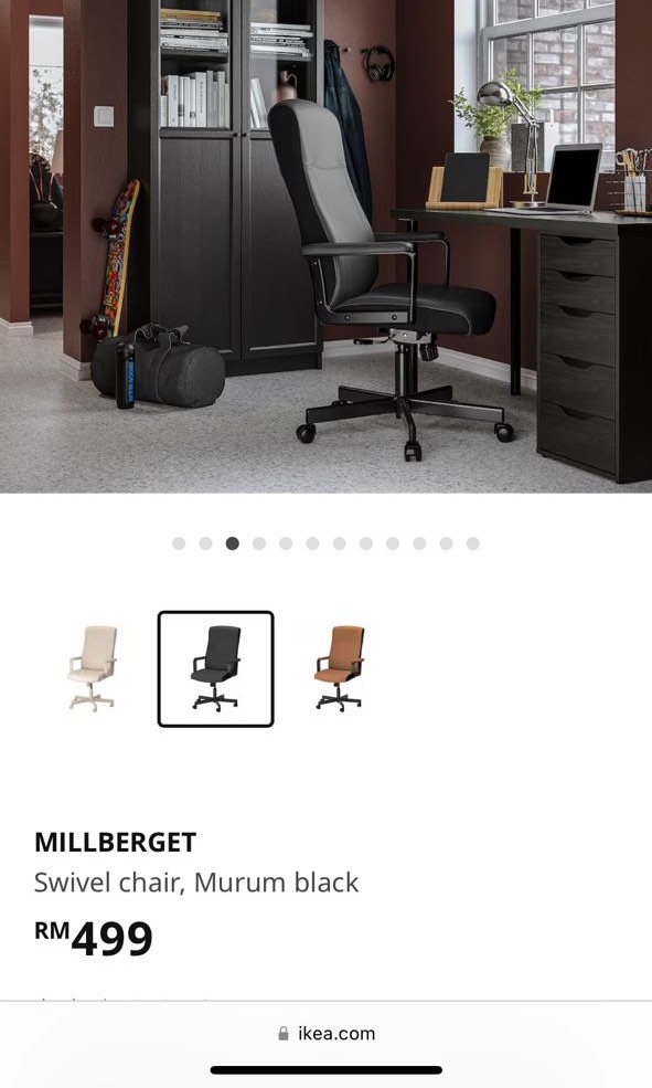 IKEA MILLBERGET SWIVEL CHAIR, Furniture & Home Living, Furniture ...