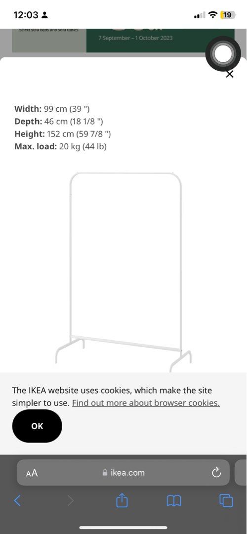 Ikea Mulig Clothing Rack white, Furniture & Home Living, Furniture ...
