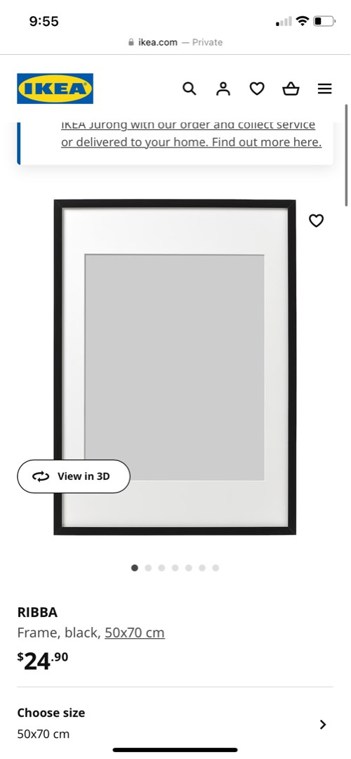 IKEA RIBBA frame black 50x70cm, Furniture & Home Living, Home Decor ...