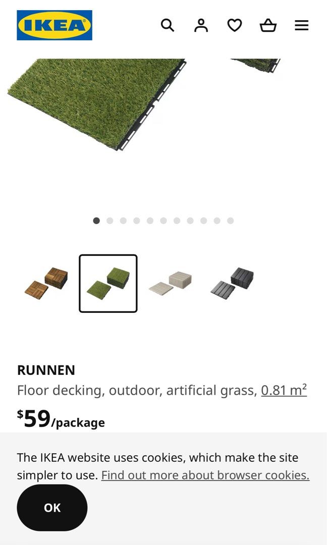 IKEA runnen artificial grass , Furniture & Home Living, Outdoor ...