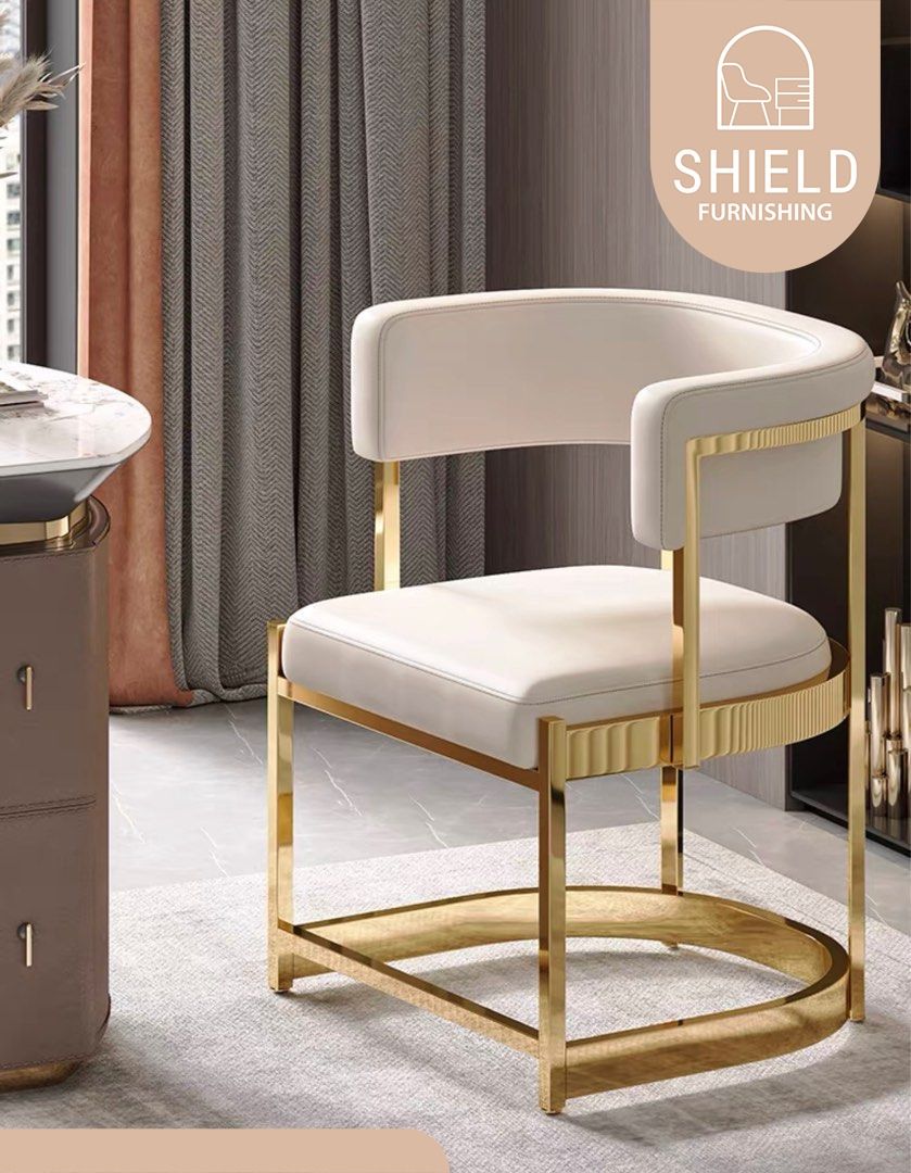 ISMAIL Modern Leather Dining Chair, Furniture & Home Living, Furniture ...