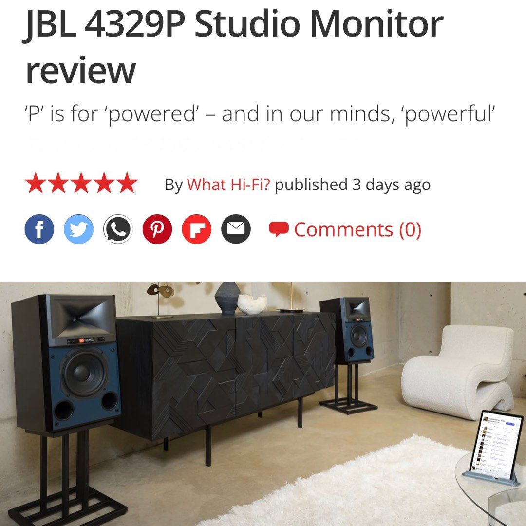 JBL 4329P ACTIVE STUDIO MONITOR, Audio, Soundbars, Speakers ...