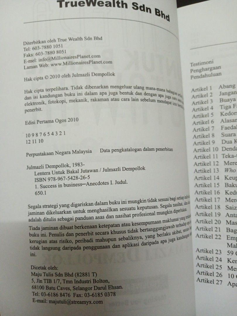 Lentera Untuk Bakal Jutawan Hobbies And Toys Books And Magazines