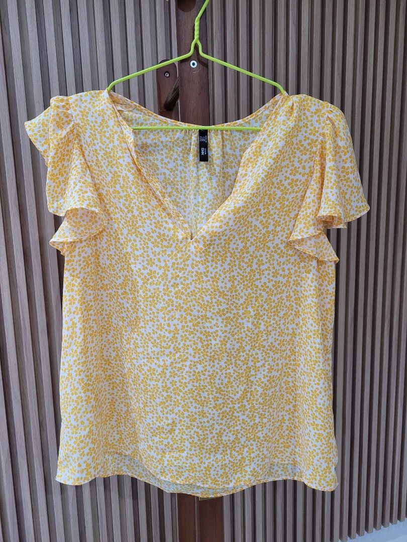 Mango Yellow Top, Women's Fashion, Tops, Blouses on Carousell