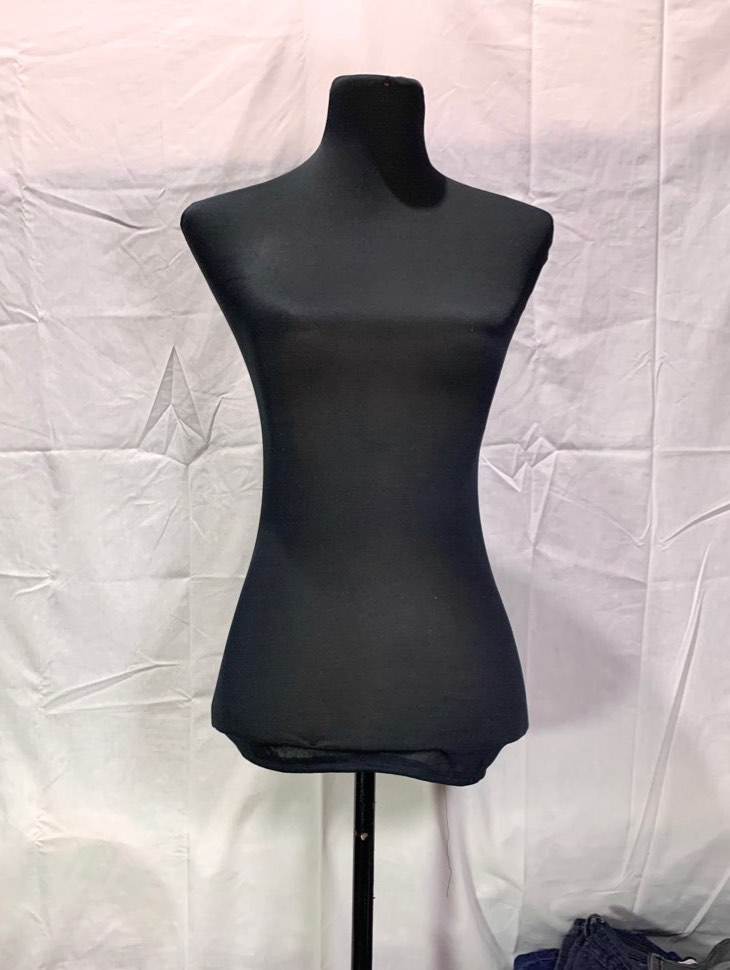 Mannequin torso standard female (adjustable stand height, black cloth ...