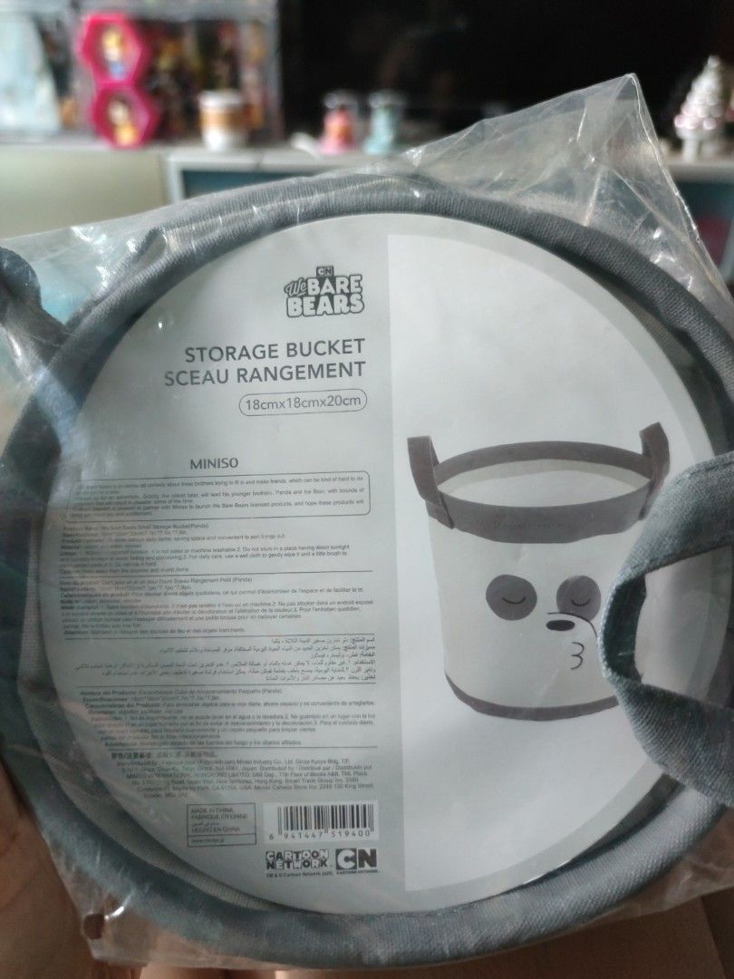 Miniso we bare bears pan pan panda storage bucket, Furniture & Home ...