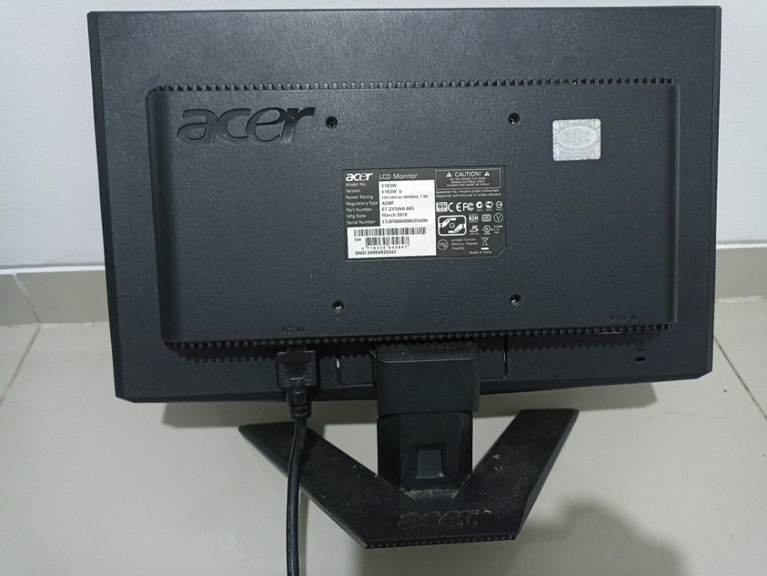 monitor acer 16 inch model x163w free dongle VGA to HDMI, Elektronik ...