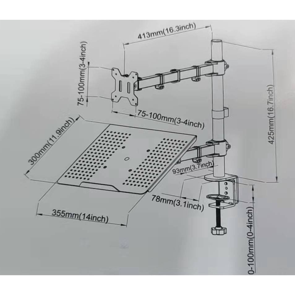 Monitor Arm Mount Clamp with Laptop Tray Holder Bracket | Fully ...