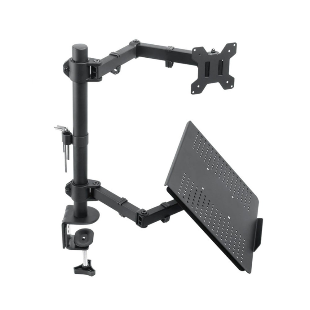 Monitor Arm Mount Clamp with Laptop Tray Holder Bracket | Fully ...