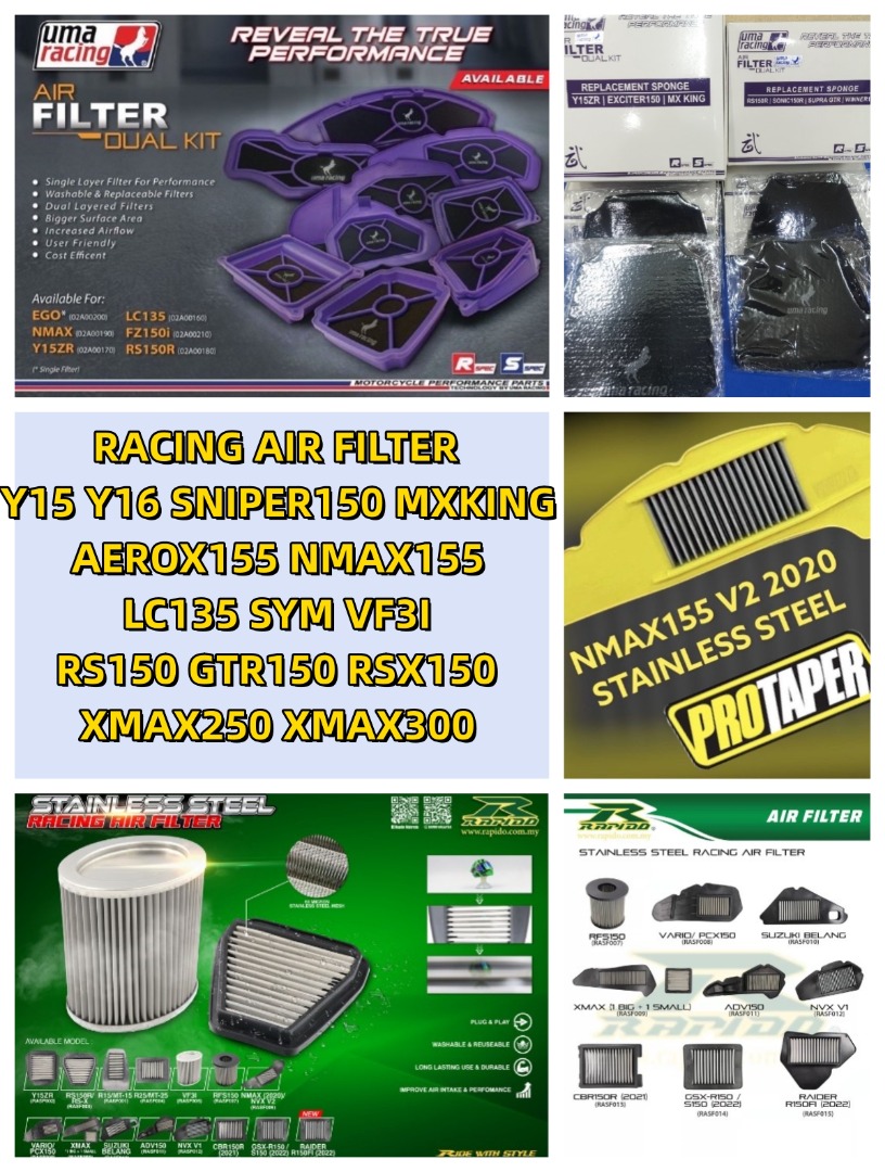 MOTOR RACING AIR FILTER UMA RAPIDO PROTAPER *WASHER (AEROX155 AEROX155 ...
