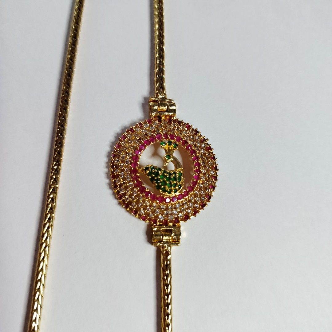 Multi coloured Stone Thali Moppu Long Chain, Women's Fashion, Jewelry ...