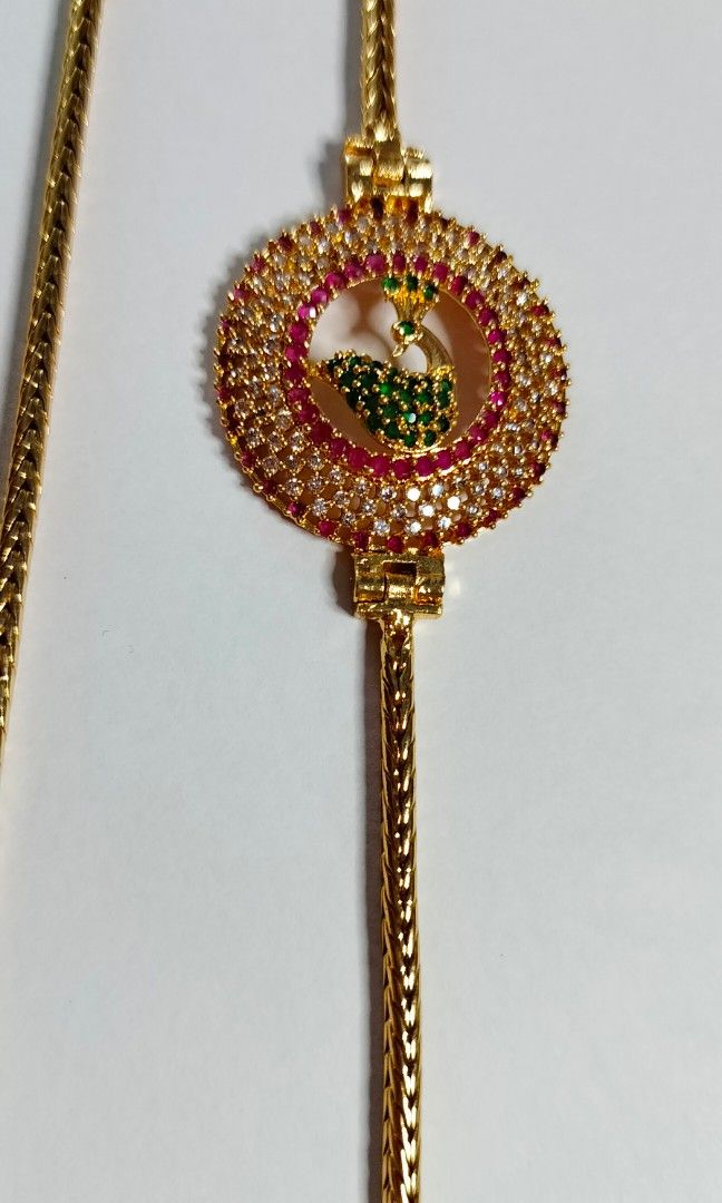 Multi coloured Stone Thali Moppu Long Chain, Women's Fashion, Jewelry ...