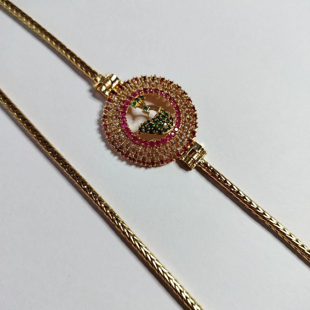 Multi coloured Stone Thali Moppu Long Chain, Women's Fashion, Jewelry ...