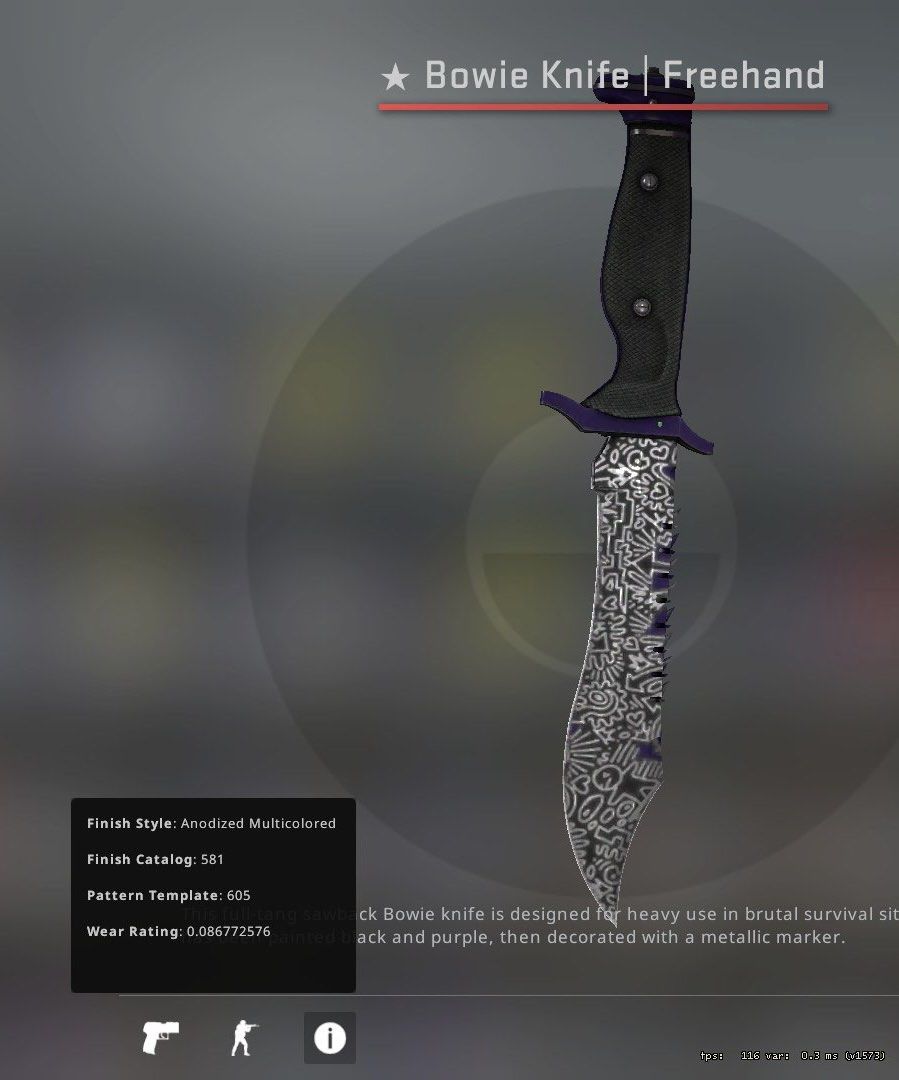 CS2 (MW) Bowie Knife Freehand, Video Gaming, Gaming Accessories, In ...