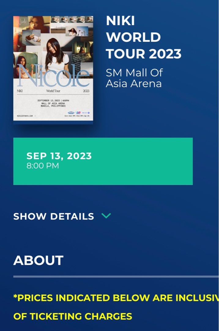 Niki World Tour 2023, Tickets & Vouchers, Event Tickets on Carousell