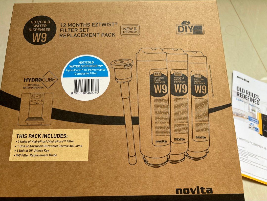 Novita W9 Filter Replacement X 3 - Hot/Cold Water Dispenser, Furniture ...